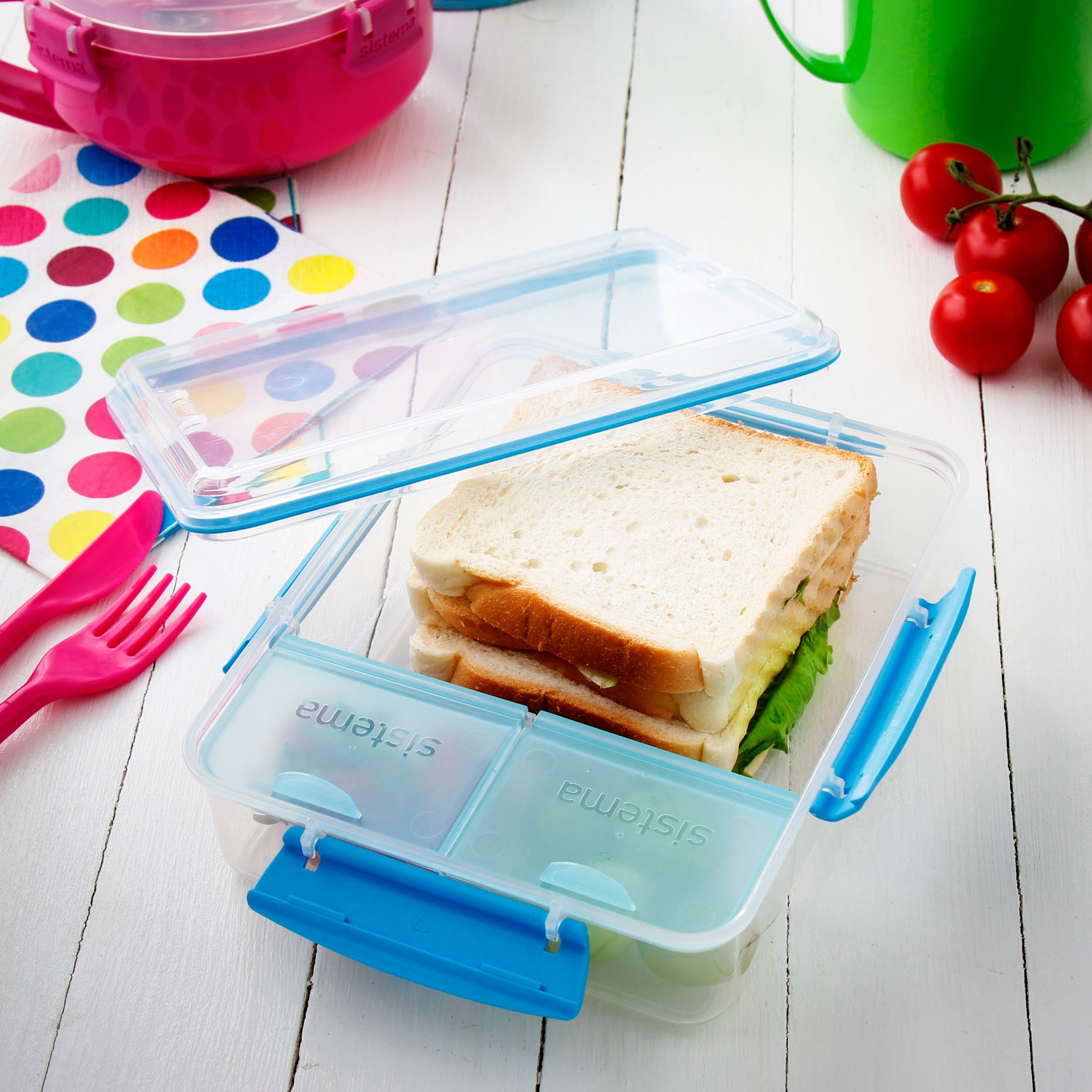 Plastový dvojkomorový obedový box SISTEMA LUNCH BOX TO GO SNACK ATTACK ...