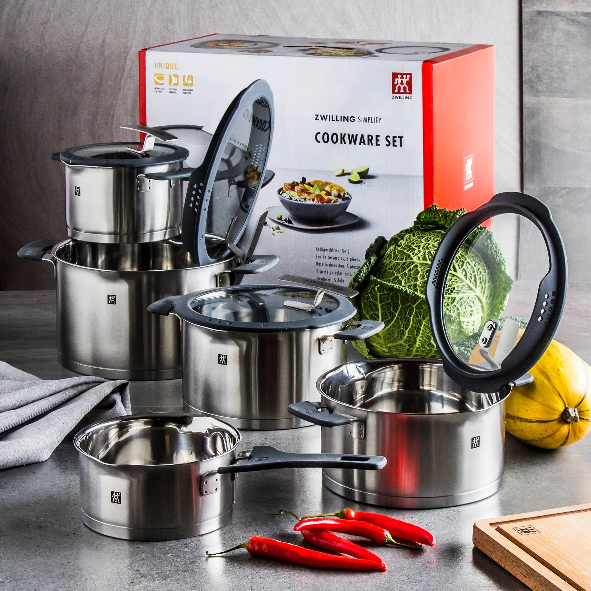 ZWILLING Simplify - sada 5 nerezových hrncov s pokrievkami | Finesio.sk