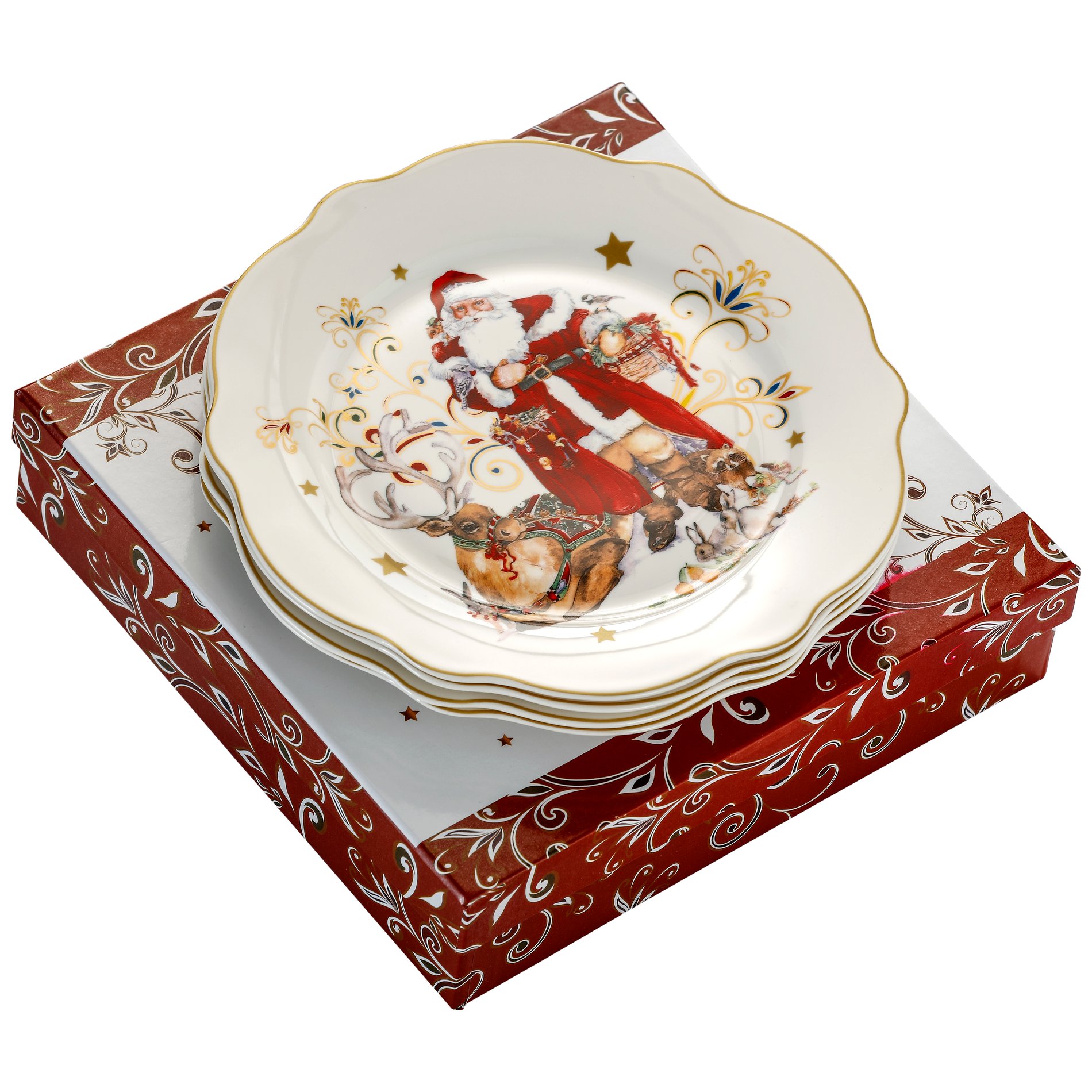 Porcelánové dezertné taniere MIKULÁŠ A SOB 19 cm 4 ks. | Finesio.sk